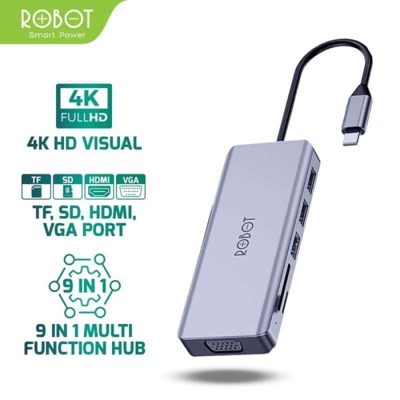 Jual ROBOT USB HUB HT390 Multiport 9in1 USB Type C HUB Adapter ...