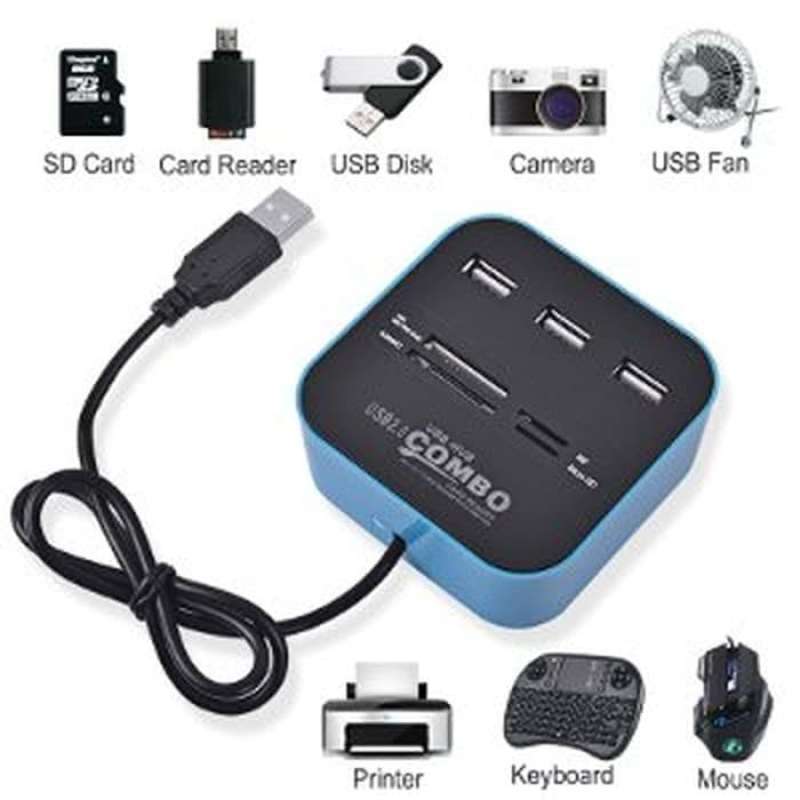 Jual High speed combo multi card reader & 3 USB HUB 2.0 Splitter di ...