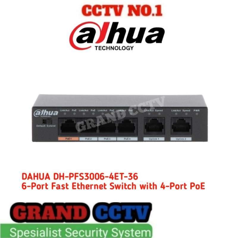 Jual Switch POE Dahua DH-PFS3006-4ET-36 4-Port POE + 2-Port Uplink di ...