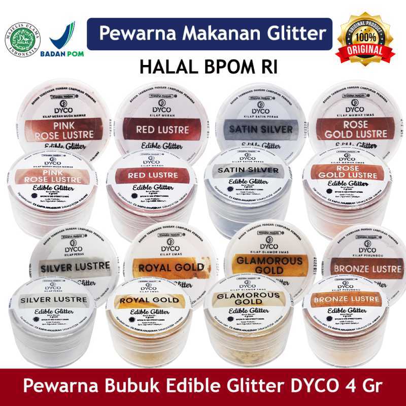 Jual Pewarna Makanan Kue Bubuk Lustre Dust Edible Glitter Kilap Dyco 4 ...