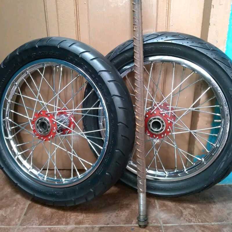 Jual Roda gerobak dorong Ring 14 ban matik ruji jari2 motor satu set as ...