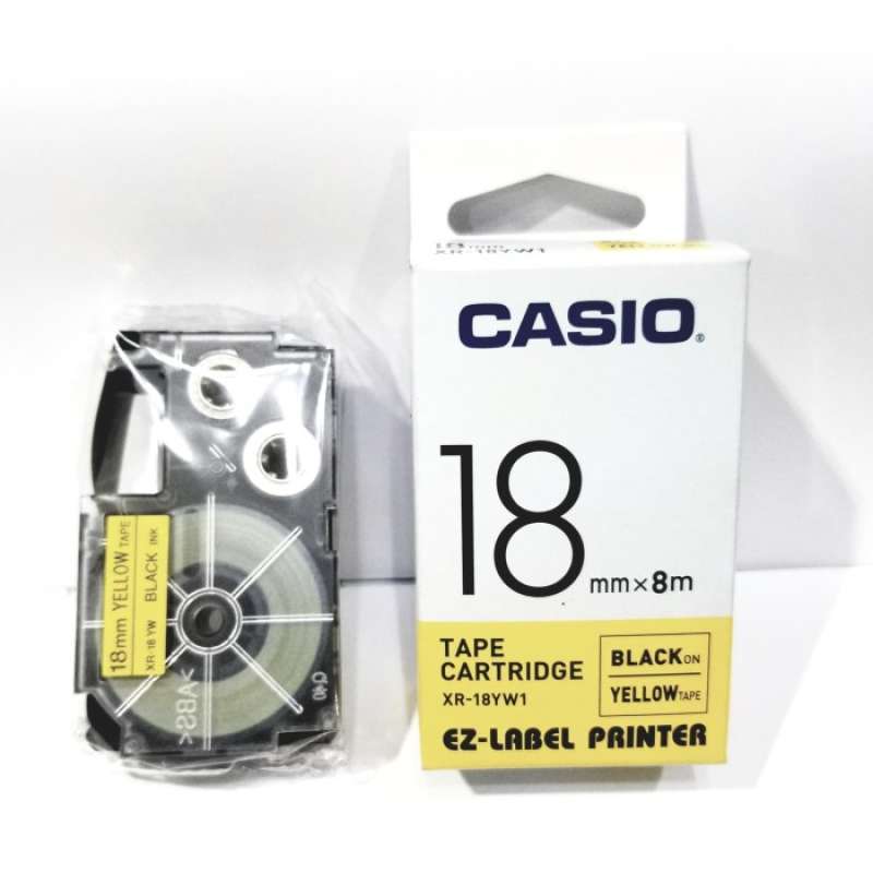 Jual Casio Tape Cartridge 18Mm Black On Yellow Tape Xr-18Yw1 Original di Seller SENTRA ...