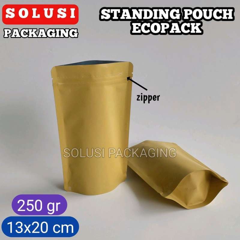 Jual Standing Pouch ECOPACK 250gr KPACK Kemasan Kopi Kertas Plastik ...