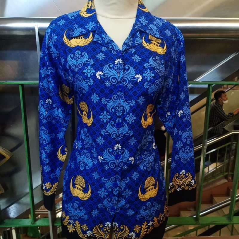 Promo baju korpri terbaru/ seragam PNS wanita terbaru 2022 - Biru, S ...