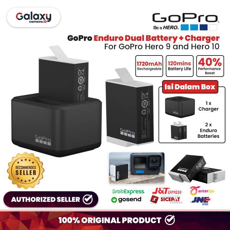 Jual GoPro Dual Battery Charger + Dual Enduro Battery HERO10 HERO9 ...