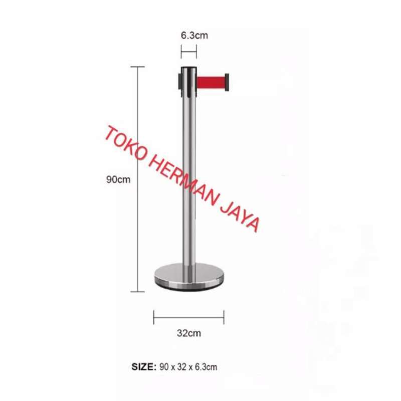 Jual Tiang Pembatas Tiang Antrian Stainless Pita Antrian 3 Meter 3M ...