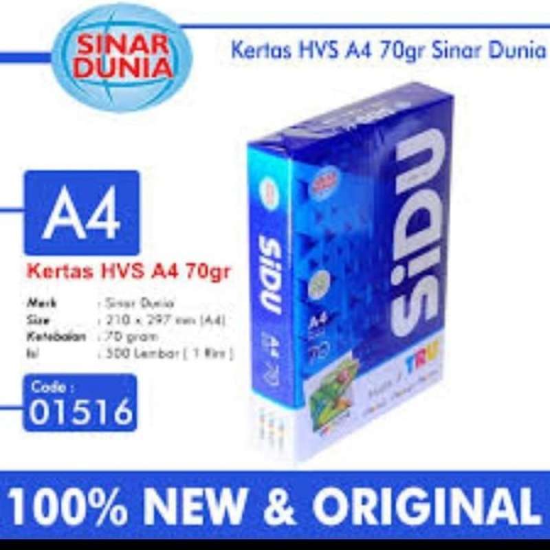 Jual Kerta HVS Sinar Dunia ( SiDu ) A4 70 gr 1 dus / 5 Rim di Seller mampang raya - Tegal Parang ...