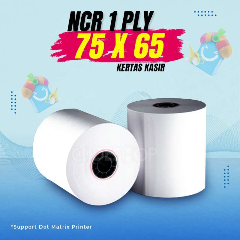 Jual NCR Kertas HVS 75 x 65 1 Ply Struk Kasir Cetak Printer Dot Matrix ...