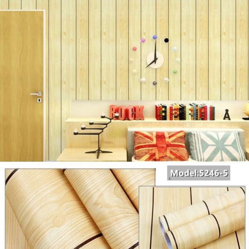 Jual Wallpaper Stiker Dinding Motif Kayu Kuning Di Seller Poppy Yellow