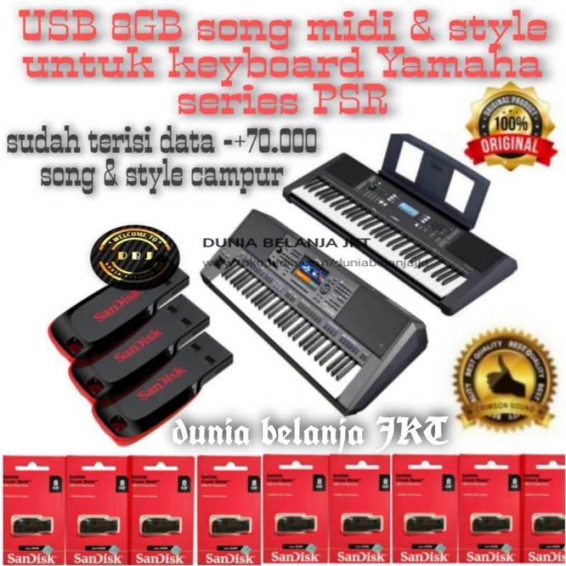 Jual flashdisk / usb 8GB song style untuk keyboard Yamaha series PSR di ...