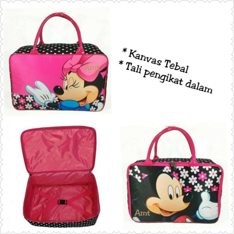 Promo AMT Tas koper weekend mickey minnie travelbag karet dalam kanvas ...