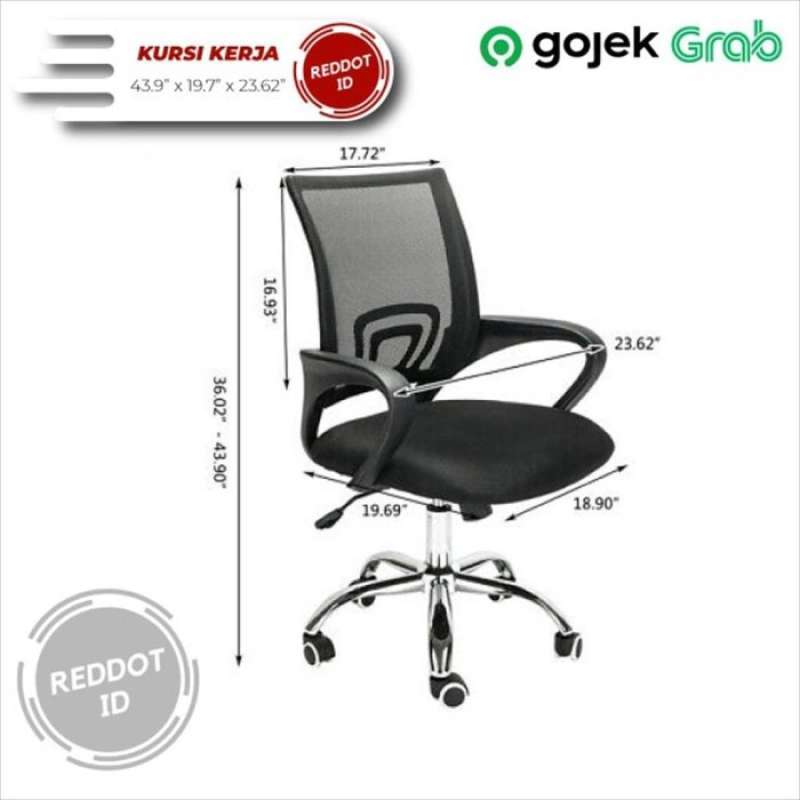 Promo Kursi Kerja Staff Kantor Reddot Model Jaring Dan Kaki Stainless ...