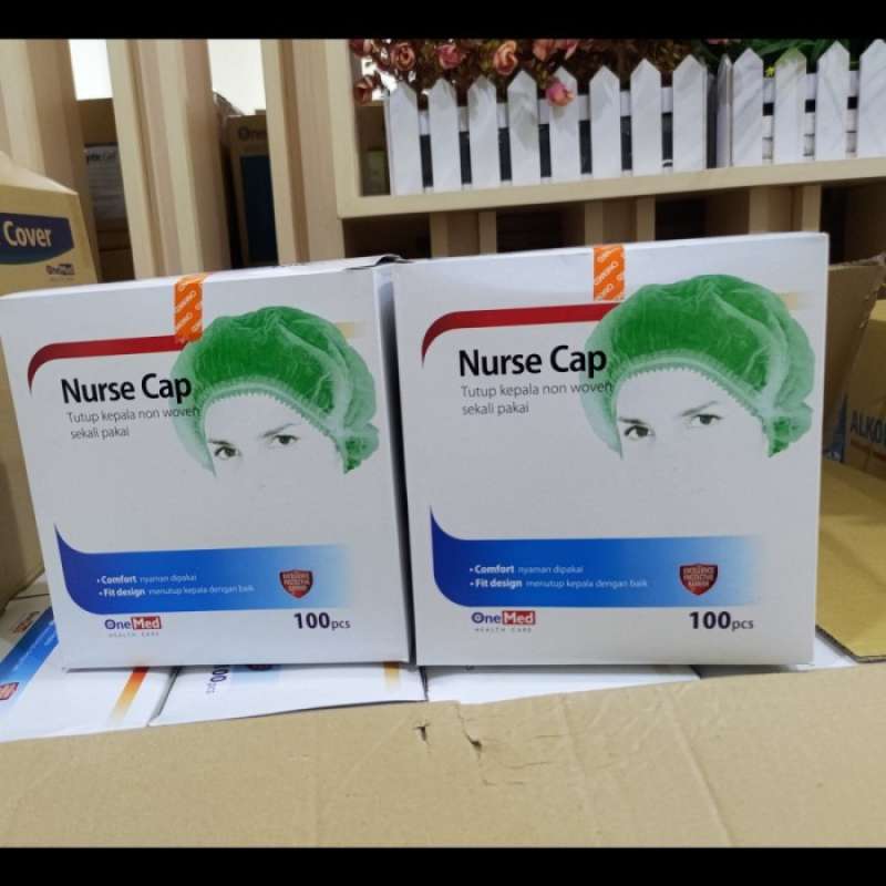 Jual Nurse Cap Onemed / Penutup Kepala Medis / Topi Perawat Isi 100 Pcs ...