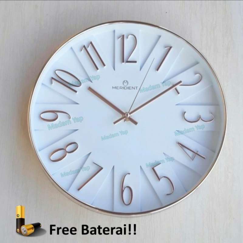 Jual Jam Dinding Minimalis Rumah Kantor Meridient RG1 Rose Gold Chrome ...