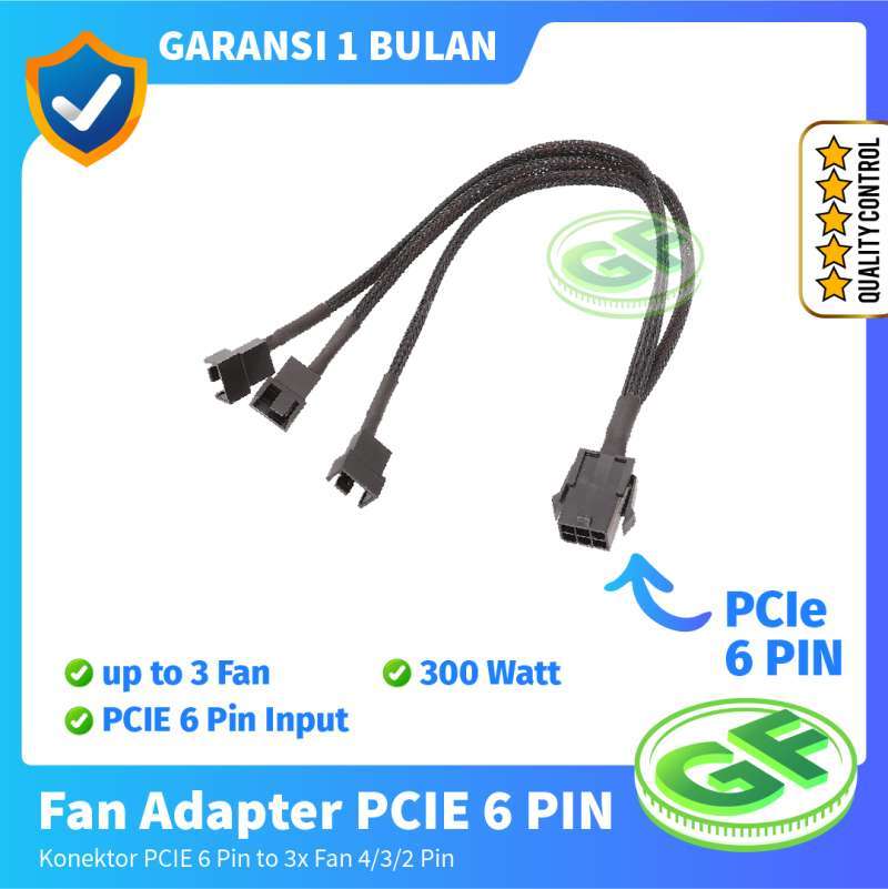 Jual Adapter Fan Splitter Pcie 6 Pin To 3 Fan (3x 4 Pin) ⚡ Konektor Kipas 1 To 3 Pcie 6pin 6p To ...