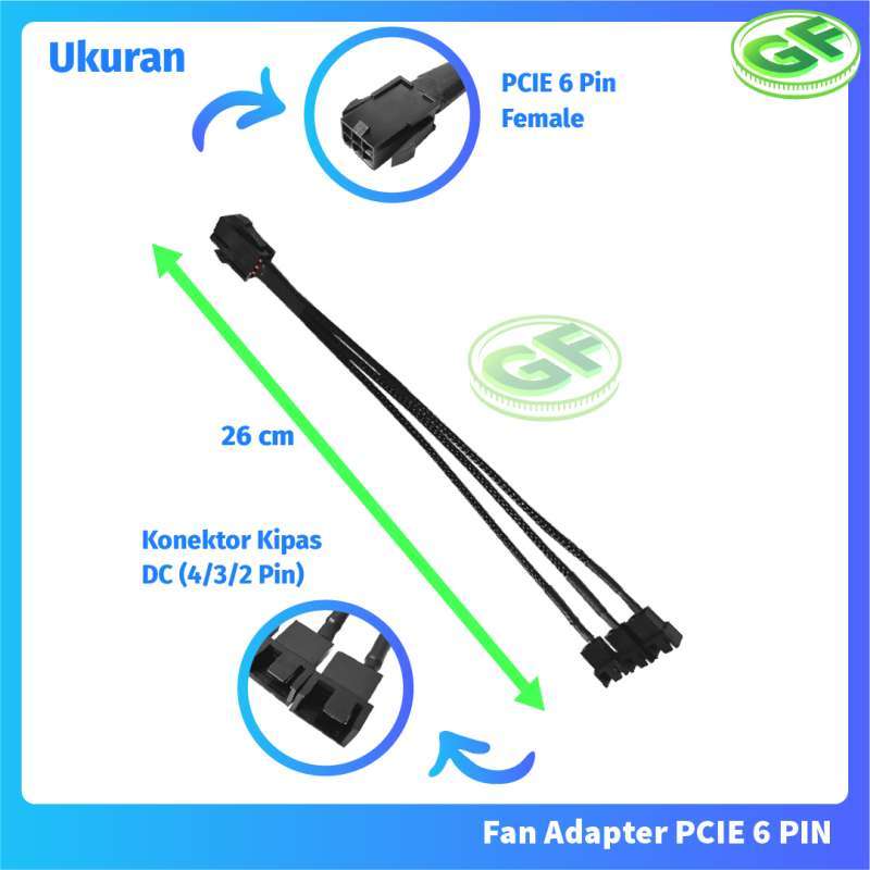 Jual Adapter Fan Splitter Pcie 6 Pin To 3 Fan (3x 4 Pin) ⚡ Konektor ...