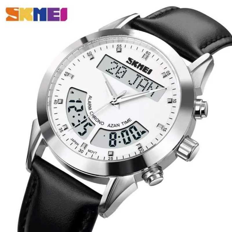 Jual GLO - SKMEI Jam Tangan Digital Analog Pria Penunjuk Arah Kiblat - Q036 Warna Silver Black ...