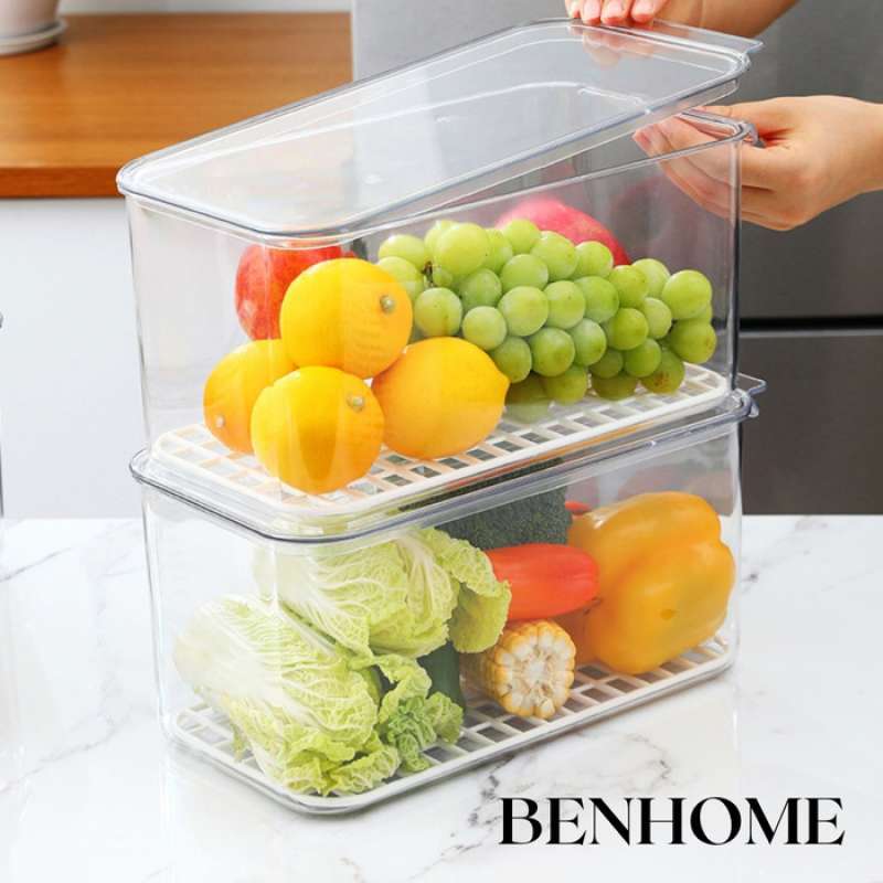 Promo Food Storage Container Box Akrilik Kotak Sayur Buah Tirisan ...