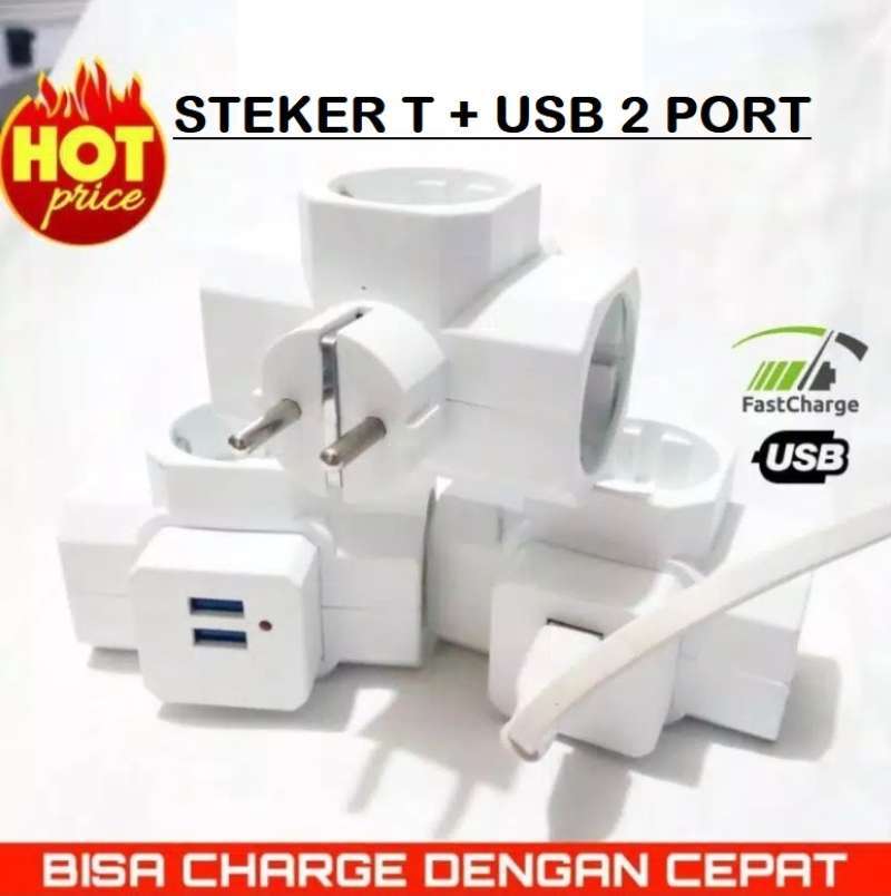 Promo STEKER T ARDE Stop Kontak + MULTI PORT USB CHARGER Merk MIKOTEK ...