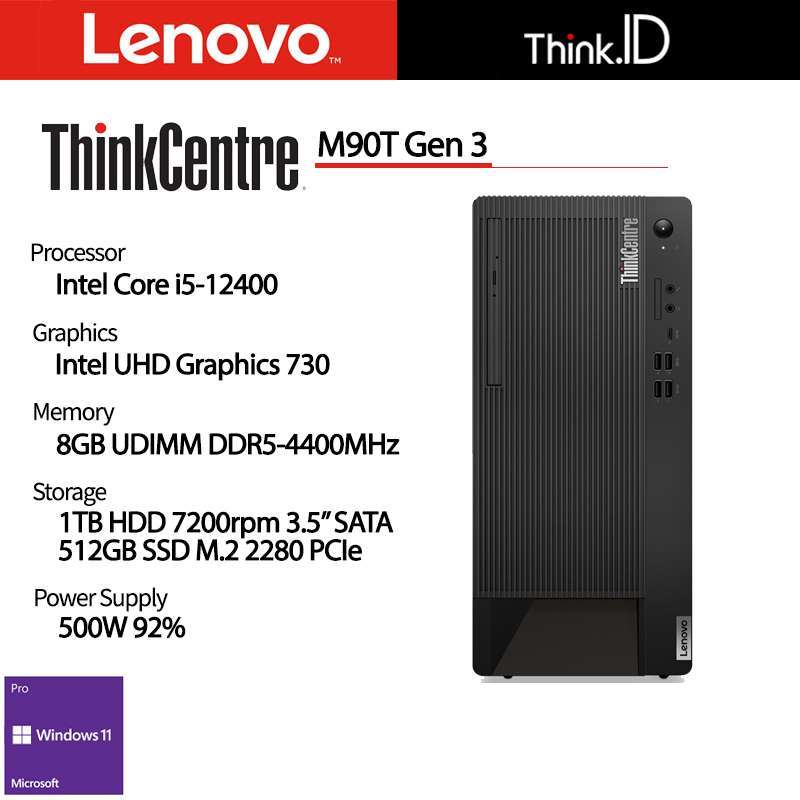 Jual ThinkCentre M90t i5-12400 8GB 512GB NVMe 1TB HDD Win11 Pro di ...
