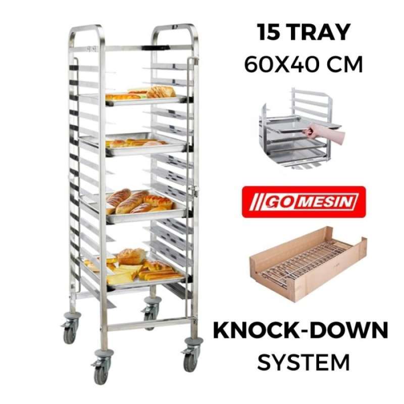 Promo Troli 15 Rak Loyang Gomesin Gm-Lr-15 Stainless Rak Trolley ...