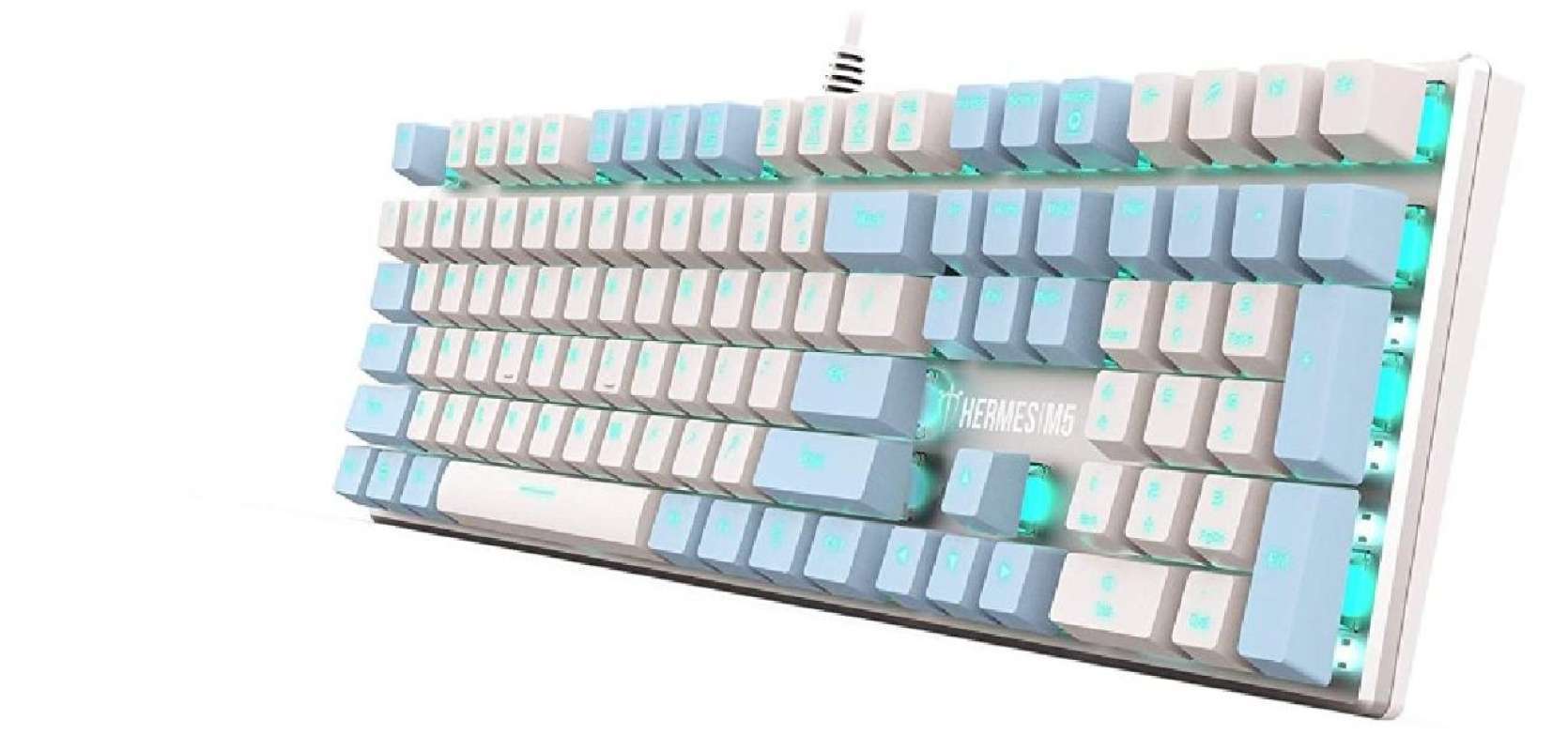 Jual GAMDIAS Hermes M5 White Ice Blue Wired Mechanical Gaming Keyboard ...