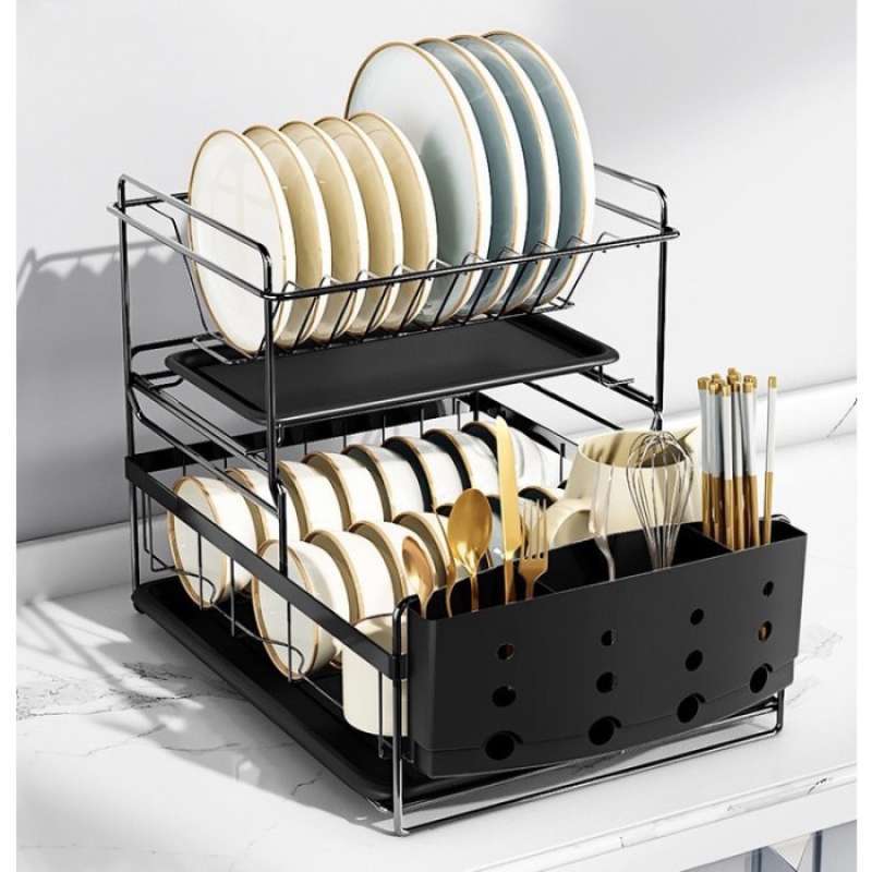 Jual Rak Piring Susun Tiga Tingkat Tempat Sendok Gelas Rak Dapur ...