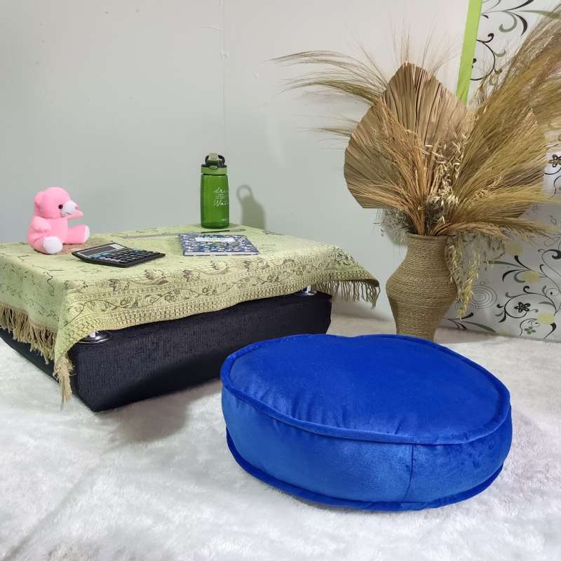 Jual Premium Alas Duduk/Bantal Duduk Bulat Tebal Lesehan 45x15 - Biru ...