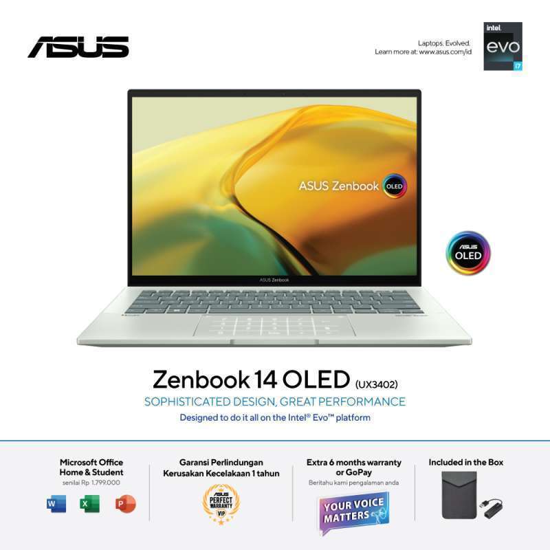 Jual ASUS Zenbook 14 UX3402ZA-OLEDS752 - Aqua Celadon [Intel® Evo ...
