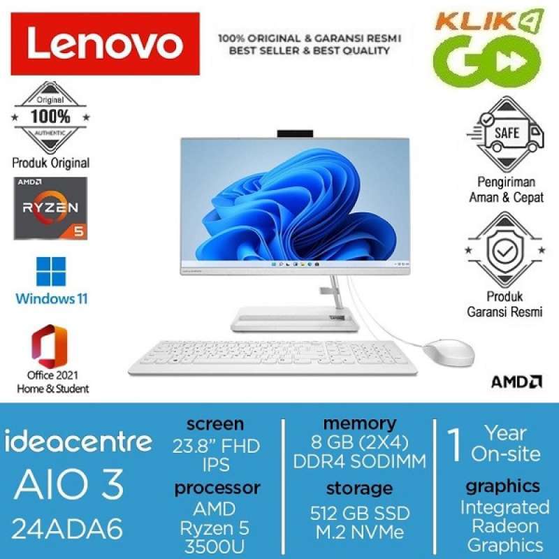 Jual Lenovo Ideacentre Aio Ada Amd Ryzen U Ram Gb Gb Ssd Inch Fhd
