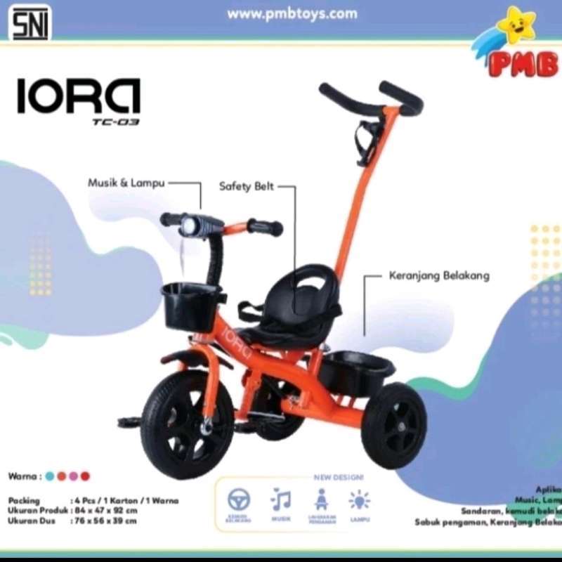 Jual Sepeda Anak Roda Tiga Pmb Iora Tc03 Sepeda Kereta Dorong Anak Di ...