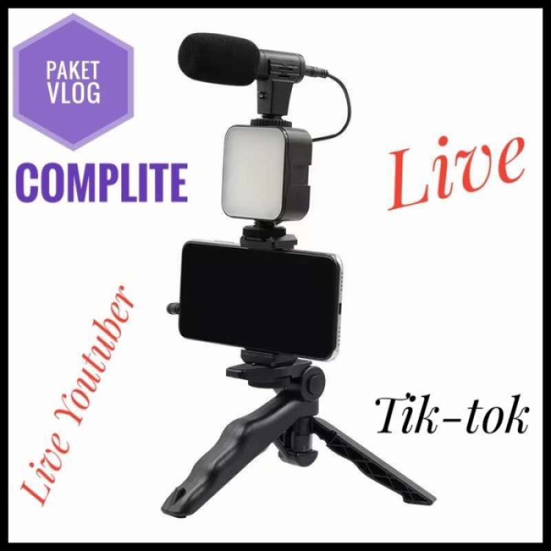 Jual Paket Vlogging set MIC LED lengkap Tripot Live streaming Tool KIT ...
