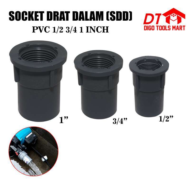 Jual Socket Drat Dalam SDD PVC 1/2 inci 3/4 Inci 1 Inci Sambungan Pipa Paralon - 3/4 Inci di ...