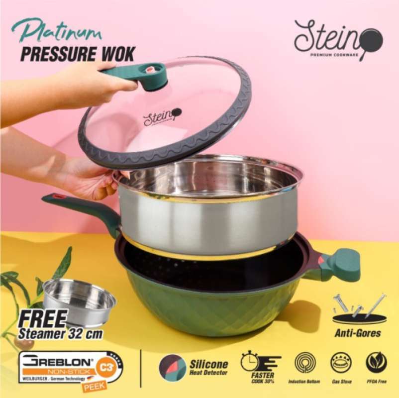 Jual Stein Steincookware Platinum Pressure Wok Pan Steamer 32 cm ANTI ...