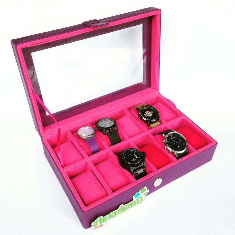 Jual Kotak Jam isi 12 warna Ungu Fanta / Tempat Jam Tangan / Watch Box ...