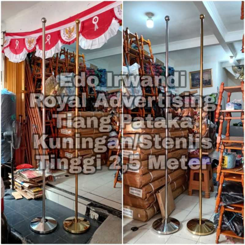 Jual Tiang Bendera Ruangan Tiang Pataka Kuningan Dan Stenlis Uk. 2,5 ...