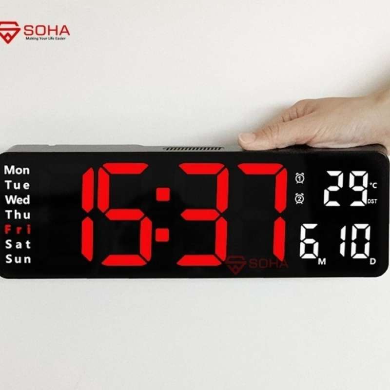 Jual Jd-6629 13 Inch Jam Digital Led Besar Tampilan Jelas Dinding / K ...