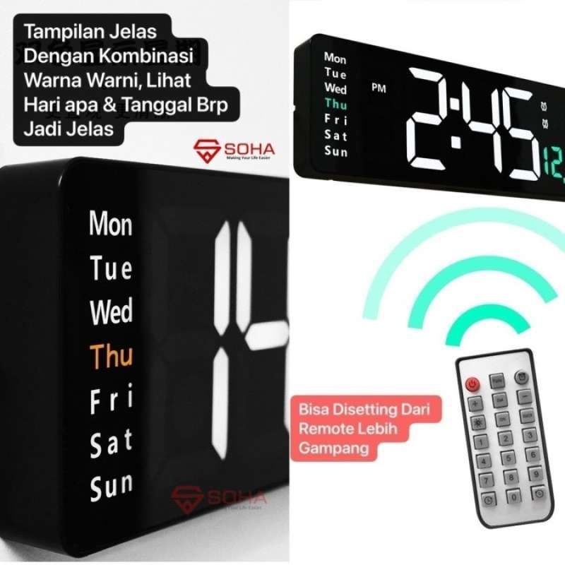 Jual Jd-6629 13 Inch Jam Digital Led Besar Tampilan Jelas Dinding / K ...