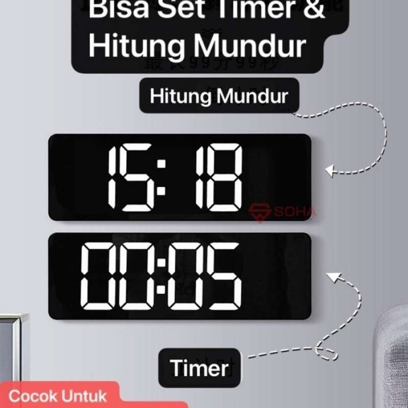 Jual Jd-6629 13 Inch Jam Digital Led Besar Tampilan Jelas Dinding / K ...