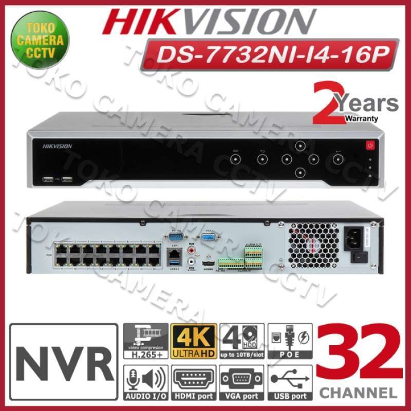 Jual NVR HIKVISION 32 CHANNEL HIKVISION DS-7732NI-I4/16P NVR 4K 12MP ...