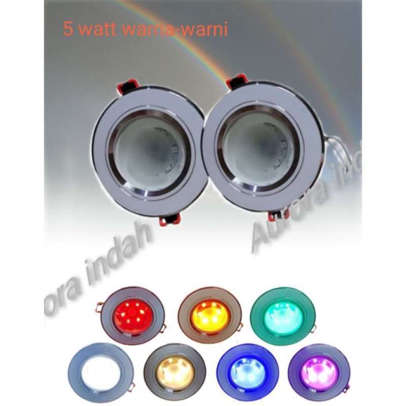 Jual downlight led putih + wanra warni 5w /lampu led wanra warni 5w di ...