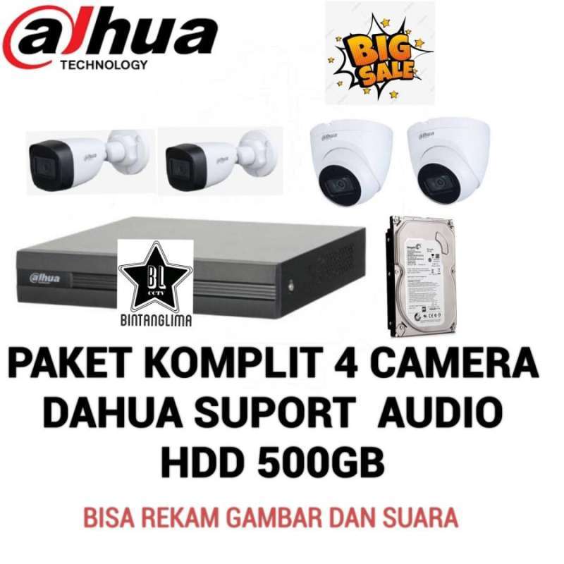 Jual PAKET CCTV DAHUA 4 CAMERA BISA REKAM SUARA KOMPLIT TINGGAL PASANG ...