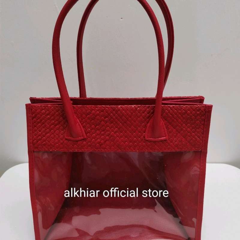 Promo Tas Pandan MIKA VINIL MERAH tas parcel tas anyaman tas hampers ...