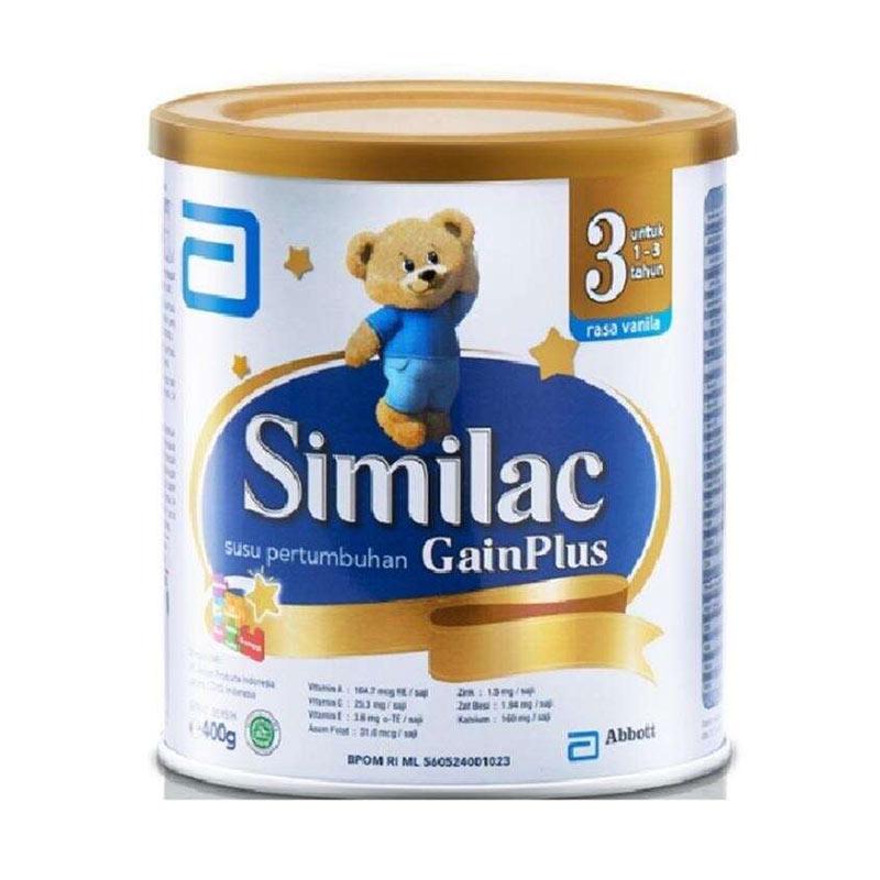 Jual SIMILAC Gain Plus 1 to 3 Tahun Vanila Tin [400 g] di Seller ...