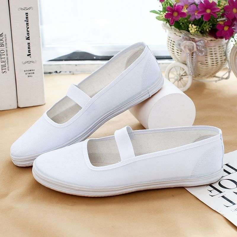 Jual Sepatu Warna Putih Wanita Sepatu Pertunjukan Tari Sepatu Kanvas ...