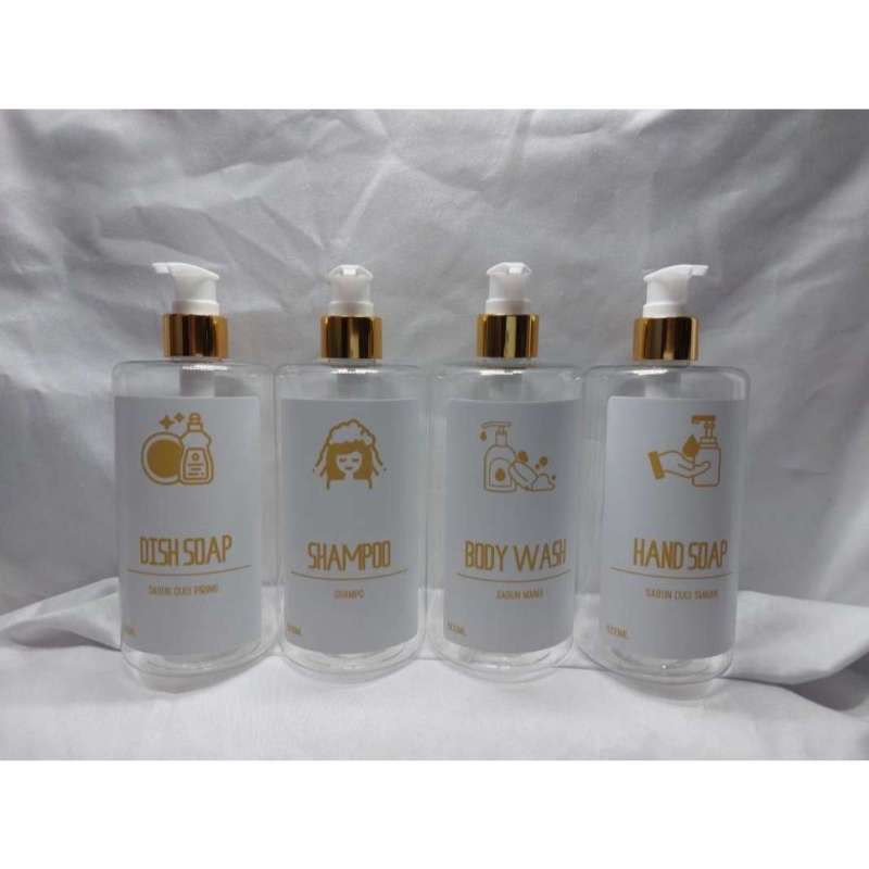Jual BOTOL SABUN CAIR AESTHETIC/TEMPAT SABUN TRANSPARANT GOLD/500ML di ...