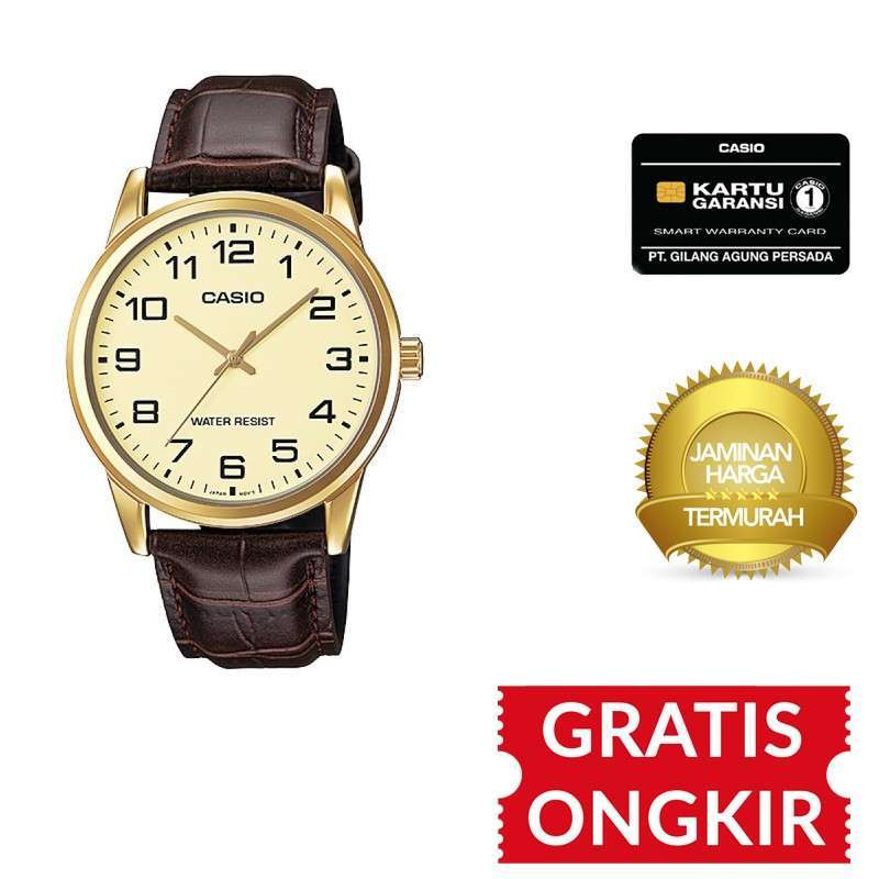 Jual Jam Tangan Pria Casio Enticer Brown Leather Strap MTP-V001GL-9B di ...