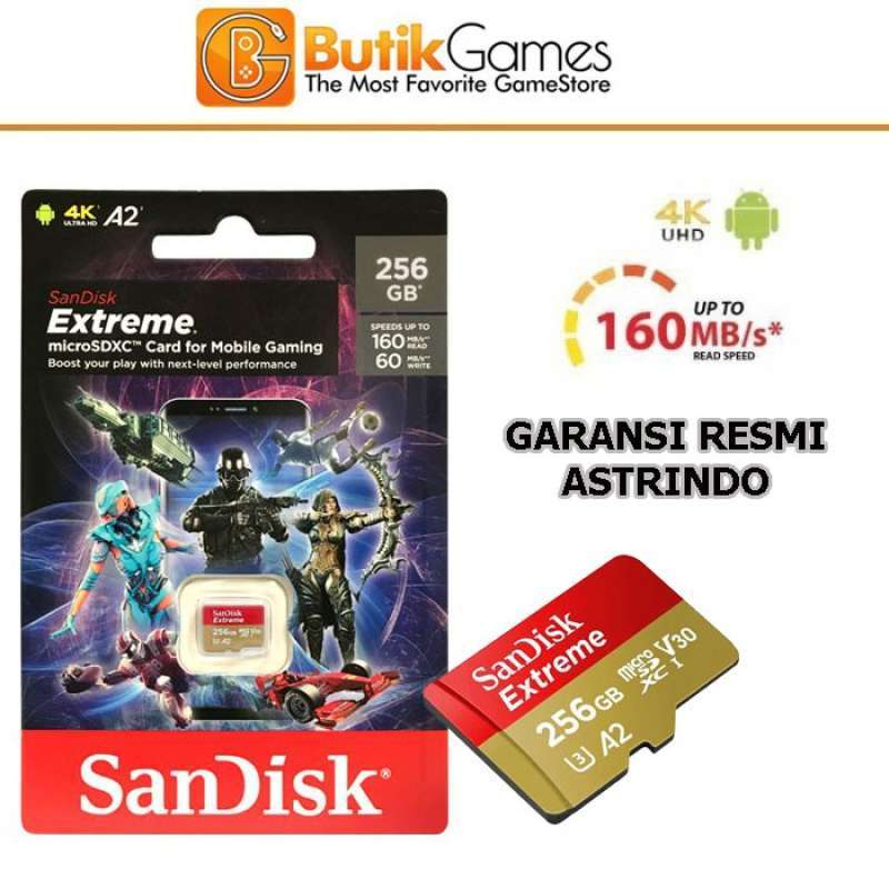 Jual Sandisk Extreme A2 Micro SD Card SDXC 256GB 160 Mbps for Mobile Gaming - Random di Seller ...