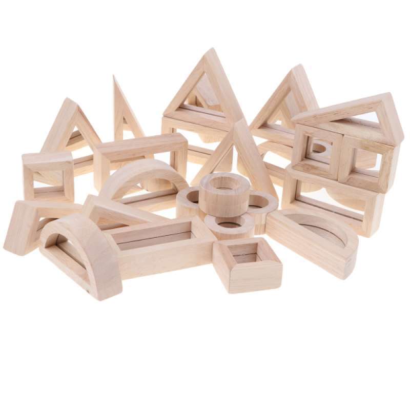 Jual Oem Wooden Mirror Blocks Building Stacking Blocks Kids Learning ...