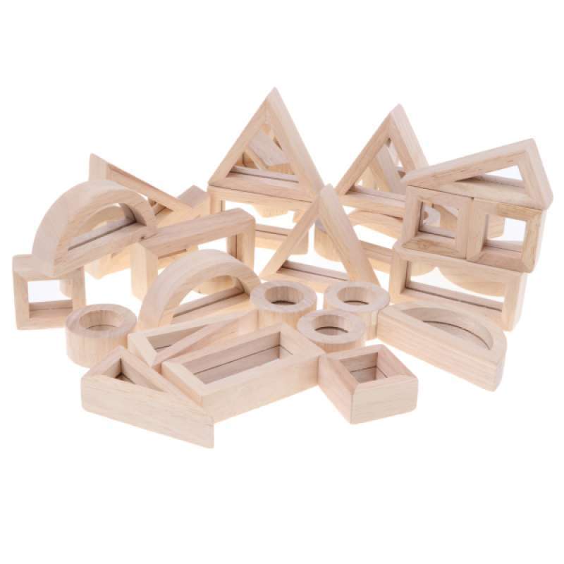 Jual Oem Wooden Mirror Blocks Building Stacking Blocks Kids Learning ...